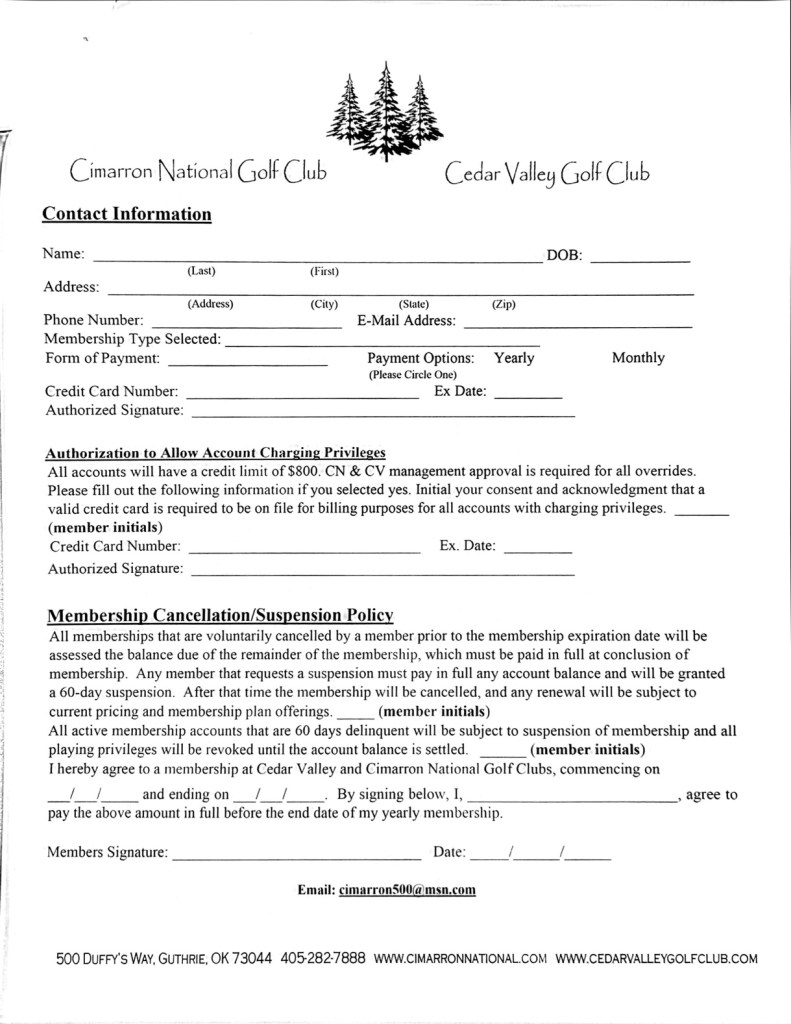 Memberships - Cimarron National Golf Course